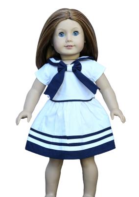 Cina Striscia blu profonda, vestito bianco dalla mussola, Bowknot blu profondo, signora Alexander Dolls del vestito dalla bambola 18inch in vendita