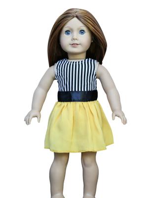 Cina Striscia in bianco e nero, vestito senza maniche giallo, signora Alexander Dolls del vestito dalla bambola 18inch in vendita