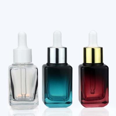 China 35ml Square Glass Essential Oil Perfume Bottles Pipette Eye Dropper Bottle 30ml in Gradient Color for sale