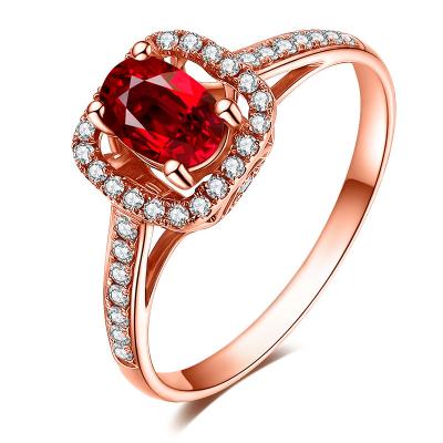 China Luxury Jewelry Ruby Diamond Ring 18k With Natural Ruby Gemstone Cluster Diamond for sale