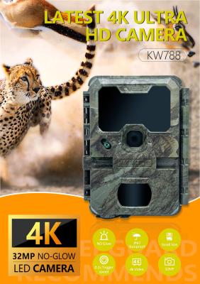 중국 KW788 트레일 카메라 사냥 카메라 방수 0.1s 트리거 4K 32MP 야시 시각 방수 적외선 카메라 판매용