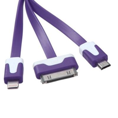 Cina Porpora 3 in-1 micro USB che fa pagare il cavo di dati per la nota 3 della galassia S2 S3 di Samsung in vendita