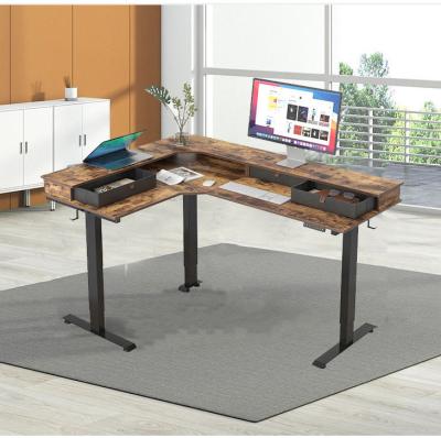 Cina Scrivania in Legno Moderno Minimalista Regolabile in Altezza a Forma di L per Scrivere e Imparare in vendita