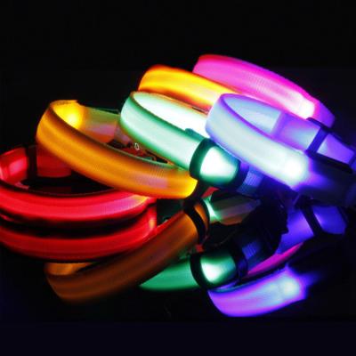 Luminous Pet Collar Anti Loss Polyester LED Glowing Dog Collar Feature Lights