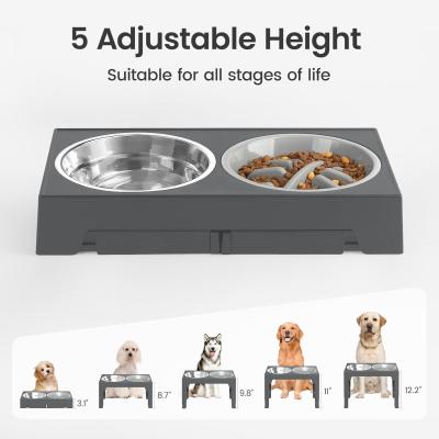 Adjustable Lifting Slow Pet Food Bowl Outdoor Elevated Dog Bowls With Stand