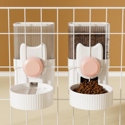 Automatic Pet Cage Hanging Water Dispenser Feeder Double Bowl For Cat And Dog