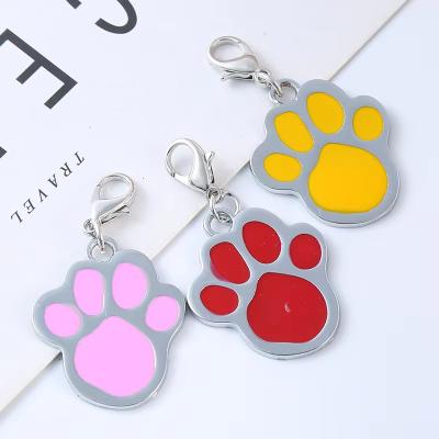 Stainless Steel Pet Tag Paw Shape Dog Identity Tags Collar Accessory Pendant