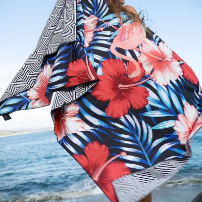China Square Printed Or Solid Color Custom Beach Towel With Embroidered Logo for sale