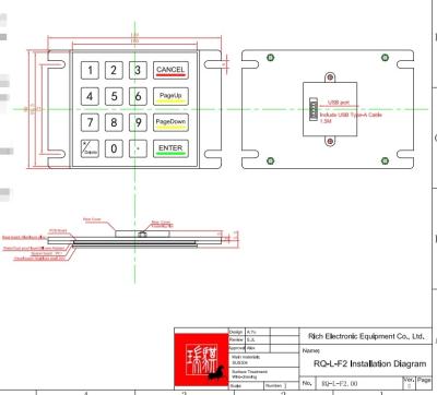 China IP65 Rated Waterproof Metal KeyPad 100mm*91.5mm Size for Industrial Control Applications for sale