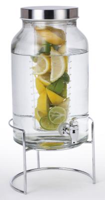 Cina 1,5 galloni del vetro a freddo di erogatore della bevanda con il infuser della frutta sullo scaffale del cromo, 5.67L in vendita