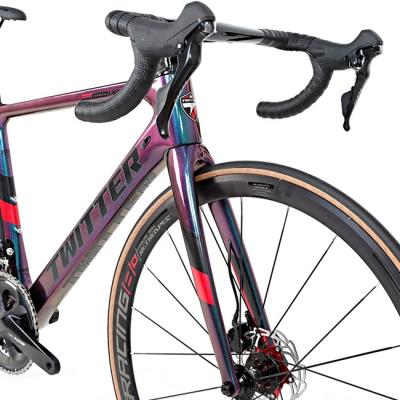 중국 STEALTHpro 탄소 섬유 도로 자전거 홀로그램 컬러 Sram RIVAL 22 속도 디스크 브레이크 합금 휠 판매용