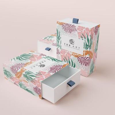 China ECO Friendly Customized Colored Printed Cardboard Paper Drawer Box Printed Paper Packaging Drawer Sliding Gift Box With Ribbon for sale
