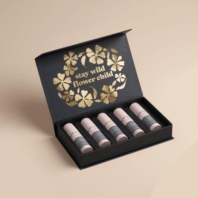 China Luxury Cosmetic Gift Box Embossed Gold Stamping Small Business Magnetic Packing Rectangle Lipstick Set Lip Recycled Materials for sale