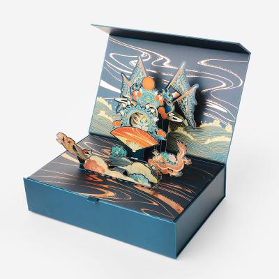 China Custom Luxury 3D Rectangle Pattern Scene Exquisite Magnetic Pop up Festival Surprise Paper Cardboard Gift Packaging Boxes for sale