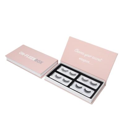 China Custom Eyelash Box Matte Pink Printed Logo Shaped Paper Rigid Packaging Magnetic Closure Book Gift Boxes for False Eyelashes for sale
