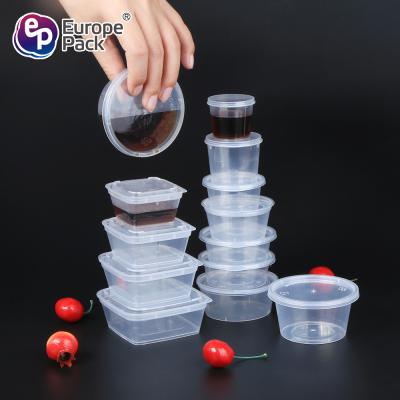 Cina 1oz 1.5oz 1.6oz 2oz 3oz 4oz dipping chili take out disposable PP clear square round mini plastic sauce cup with lid in vendita