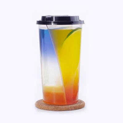 Cina 750ml Double Cup Transparent PP Milkshake Cup Disposable Plastic Split Twins Cup With Lid in vendita