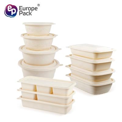 Cina Wholesale Takeaway Bio Degradable Cornstarch takeout round square Packaging Food Container in vendita