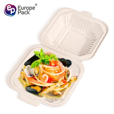 Cina Food grade eco friendly disposable biodegradable 550ml cornstarch plastic hamburger boxes in vendita
