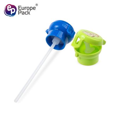 Cina Cartoon design wholesale child resistance cap cute plastic water bottle caps with straw in vendita