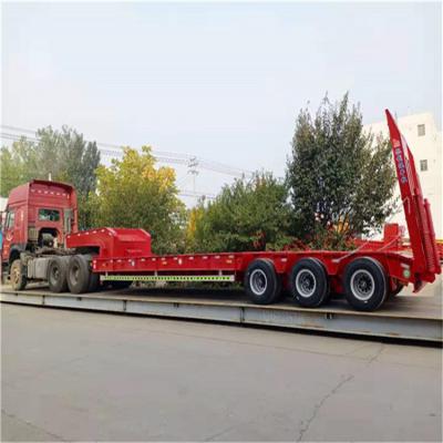 Κίνα 4 άξονες Lowboy Lowbed Semi Trailer για μεταφορά εκσκαφικών μηχανών 60 70 80 τόνων προς πώληση