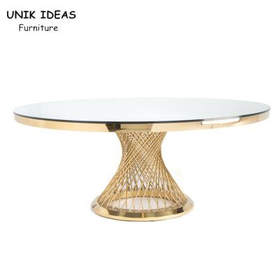 China 72“ 6 Voet de Draagbare Ronde Vouwende Bovenkant van het het Staalglas van de Banketlijst Buitensporige Elegante Gouden Te koop