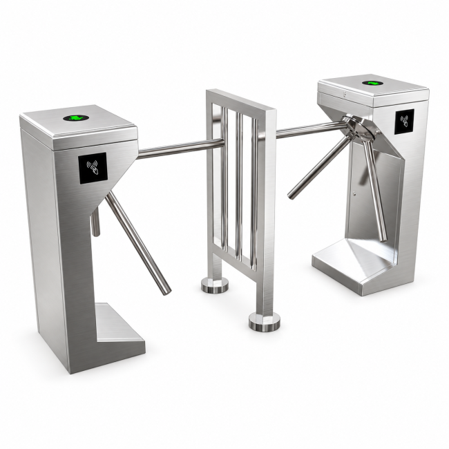 Ironman IM.S101 stainless steel tripod turnstile front view with three rotating arms