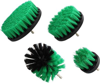 Cina La spazzola di pulizia di nylon del collegamento di trapano dell'impianto di lavaggio 4pc ha fissato la rigidezza media verde della setola - per il trapano di 1/4in in vendita
