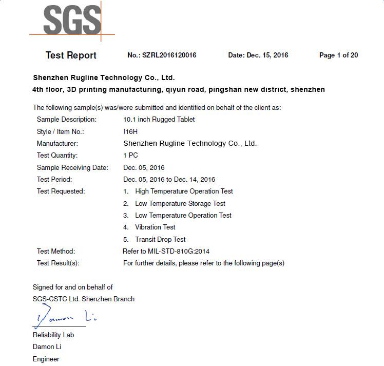 SGS - SHENZHEN RUGLINE TECHNOLOGY CO.,LIMITED