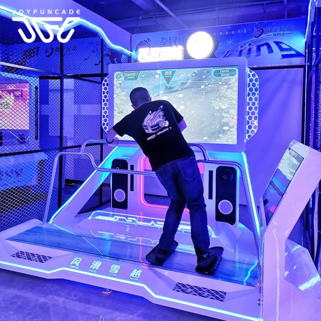 Arcade Skiing Game Machine in operation showing player interaction