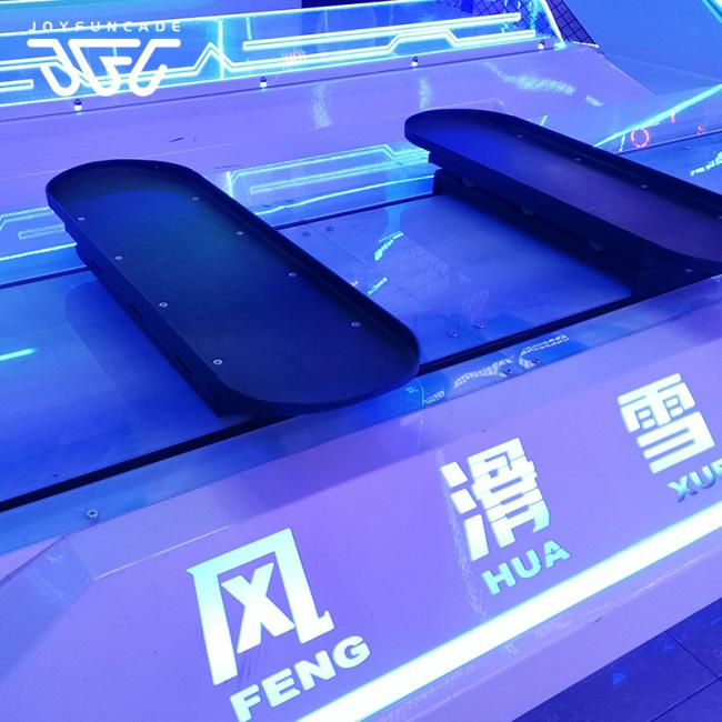 Close-up view of Skiing Simulator controls and display