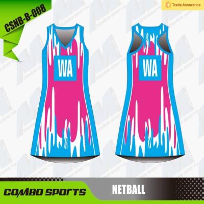 Cina Linea 100% del netball A del poliestere uniformi su ordinazione della scollatura del vestito 45cm in vendita