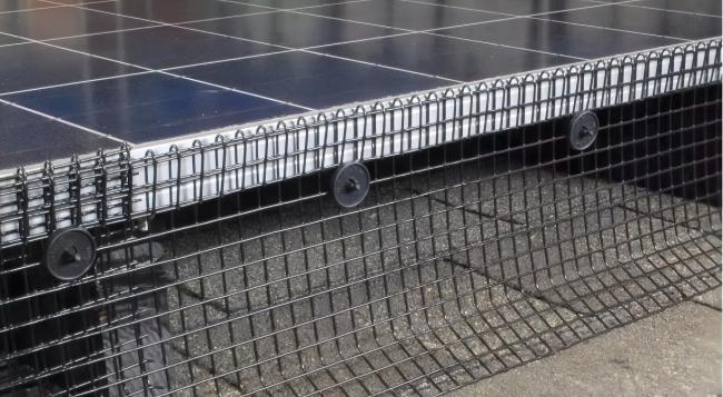 Solar pigeon proofing mesh installation example