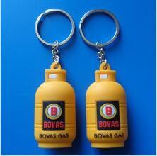 China Tenedor de goma de la llave del llavero del PVC de gas 3d del cilindro de la forma de encargo de la botella para hacer publicidad de recuerdos en venta