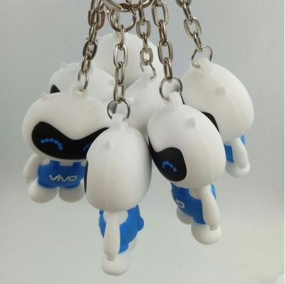 China Llavero suave personalizado del PVC de la marca 3d del teléfono móvil de Vivo con el gato blanco de la historieta formado en venta