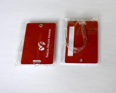 China Etiqueta plástica atada ojeteador rotativo personalizada del equipaje del PVC de 2 tarjetas con la correa del lazo, para el bolso del viaje de la línea aérea en venta
