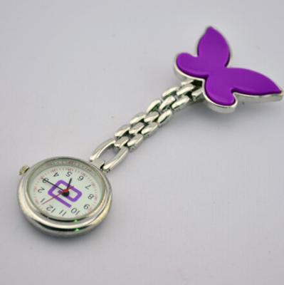 China El reloj del doctor Watch Clip Nurse Hang de la enfermera del metal de la mariposa de la moda con la cara blanca, califica su propio logotipo, acción de 10 colores en venta