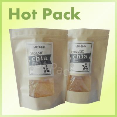 China Saco do malote do papel de embalagem de Brown do produto comestível com a janela para sementes de Chia à venda