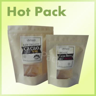 China Saco de papel de Kraft com janela e zíper para o empacotamento da baga das sementes e do cacau de Chia à venda