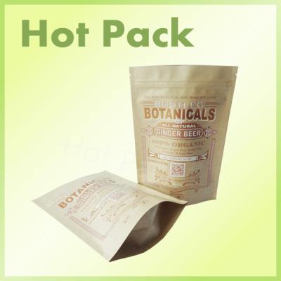 Cina A chiusura lampo stia la borsa su stampata della carta kraft di Brown Per alimento biologico in vendita