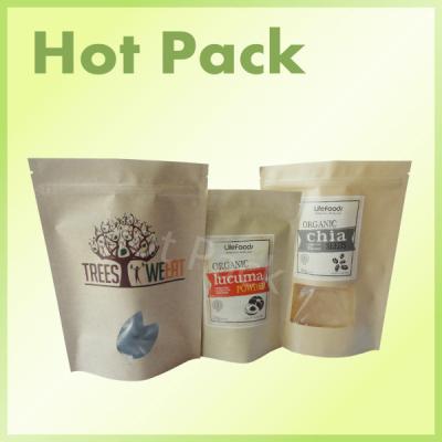 Cina La carta kraft Organica sta sui sacchetti con la chiusura lampo e la finestra per lo spuntino/seme di Chia in vendita