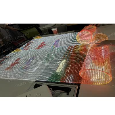 China Led Film Screen Led Transparent Led Film for Glass Installed Play Advertising Soft Transparent Glass Film LED Screen for sale