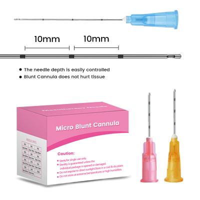 중국 공장 스테인레스 강 18G 25G 27G 38 밀리미터 70 밀리미터 마이크로 팁 무딘 캐뉼러 보디 페이스 바늘 판매용