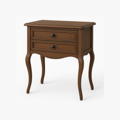 China French Style Solid Wood Bedside Tables Two Drawers Wooden Bedside Table for sale
