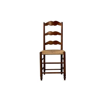 China Beautifully Modern Rustic Ladder Back Dining Chair With Woven Rush Seat for sale