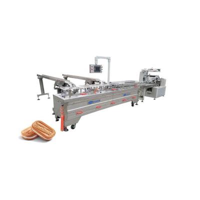 China máquina poner crema automática del bocadillo de la galleta de la máquina de la preparación de galletas del bocadillo del chocolate en venta