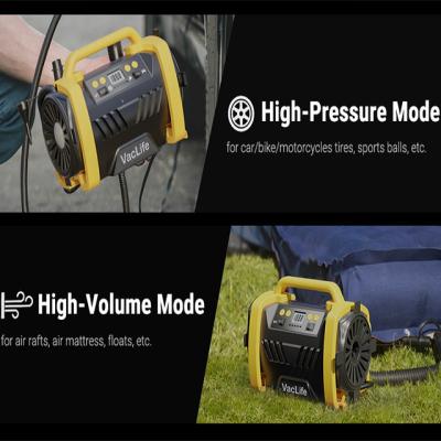 12V Electric Car Tire Inflator Machine with Double Cylinder and AC DC Battery