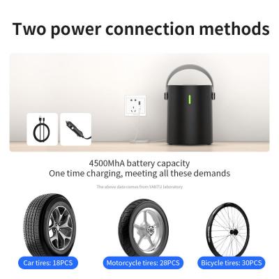 Chine 12V noir/blanc rechargeable mini voiture pompe à air gonfleur de pneus mécanique sans fil à vendre
