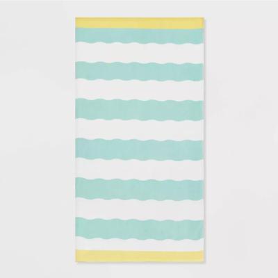 China Wavy Stripe Beach Towel with Velour and Reactive Printing for Stylish Poolside Use for sale