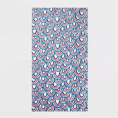 China Dual-sided Design Beach Towel with Scalloped Edges and Reactive Printing for Luxurious Comfort for sale